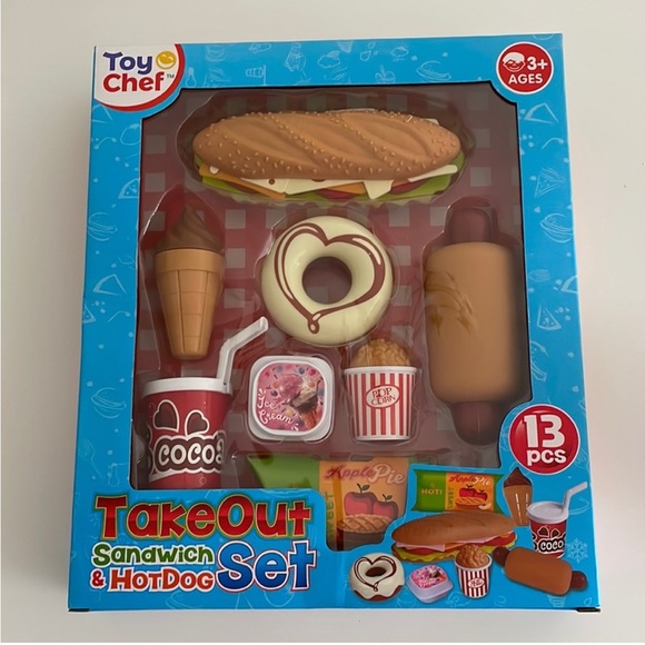 toy chef | Toys | Nib Toy Chef Takeout Set Sandwich And Hotdog Play ...